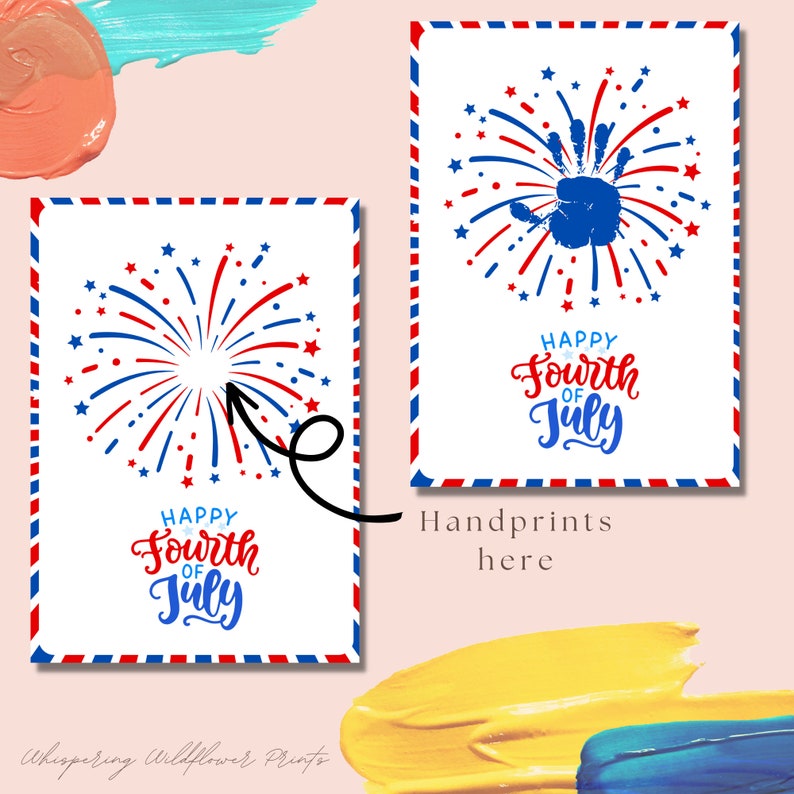 July Fourth Handprint Keepsake Art, Printable, 4th of July DIY Craft ...