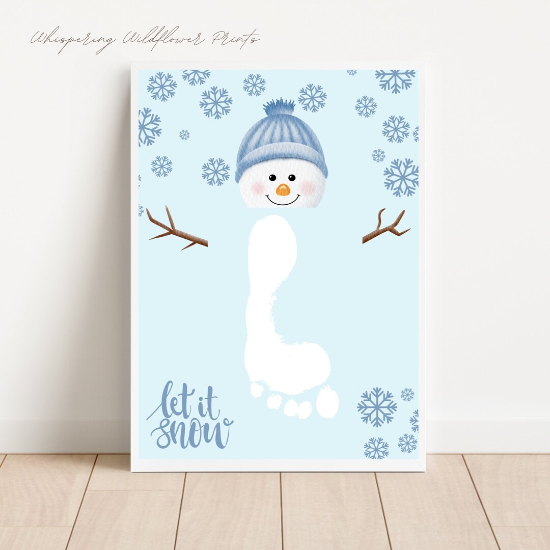 Let It Snow Handprint Footprint Art Craft, Holiday Handprint Art ...