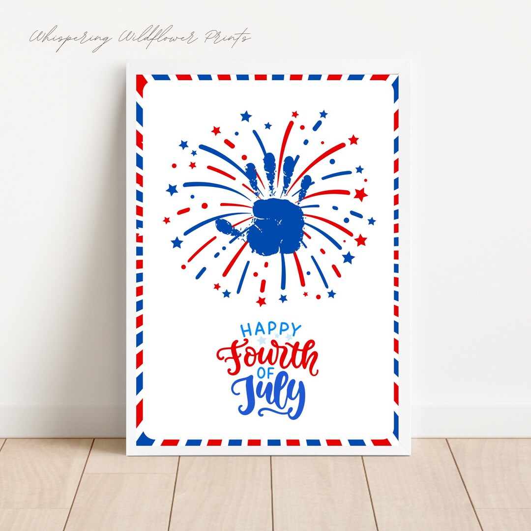 July Fourth Handprint Keepsake Art, Printable, 4th of July DIY Craft ...