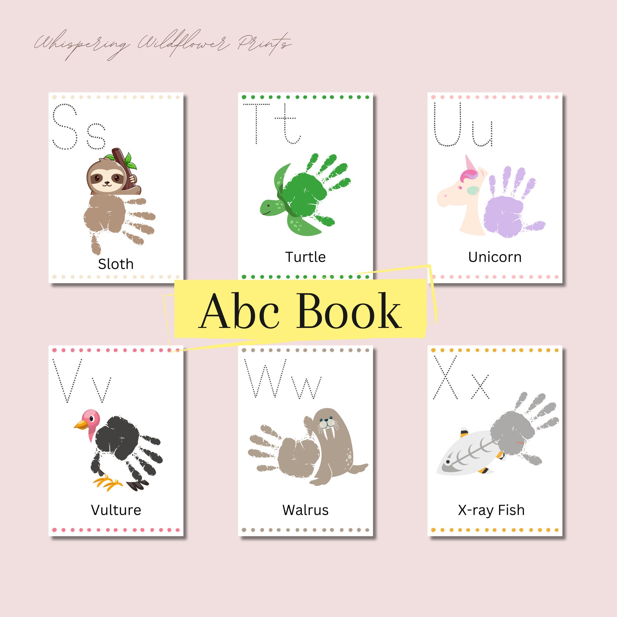 ABC Alphabet Handprint Craft Art Phonic Book, Printable First ABC Book ...