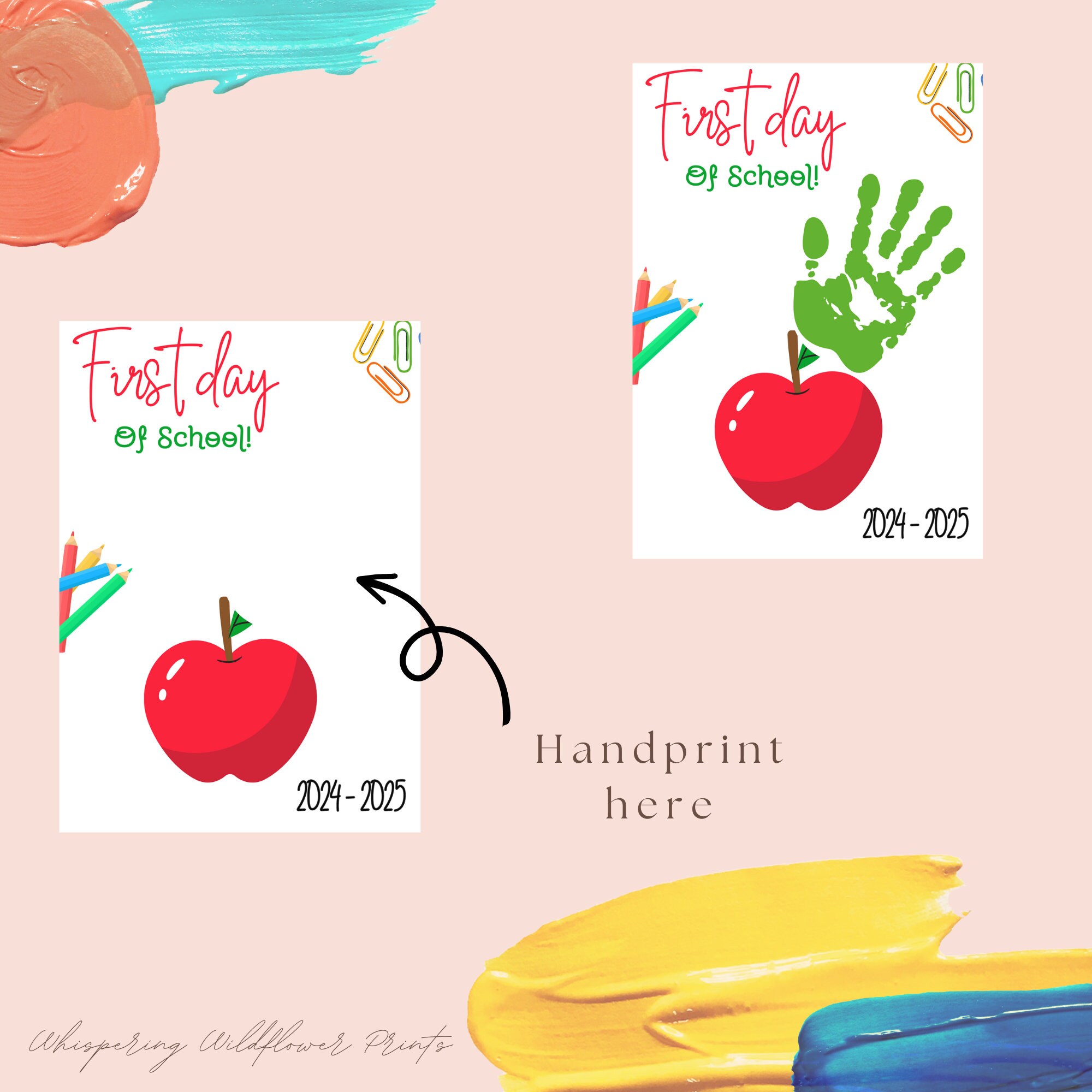 Back to School Handprint Keepsake Art, First Day of School DIY Craft ...
