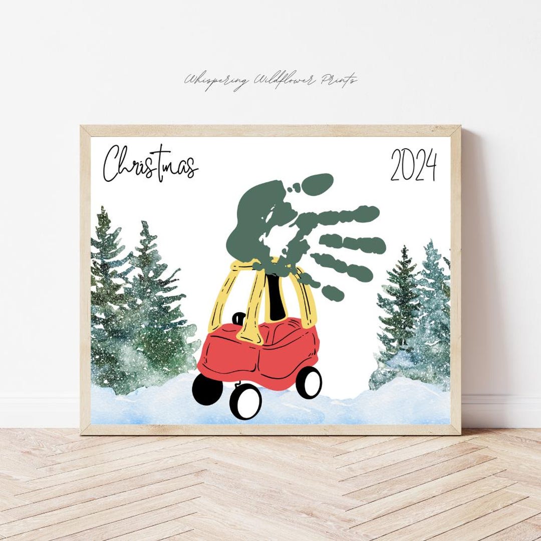 Toy Car Christmas Tree Handprint Art Gift Christmas Crafts for Kids ...