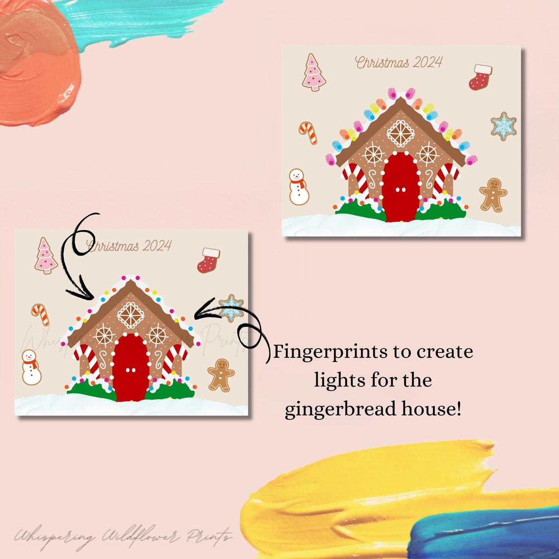 Gingerbread House Decorating Craft, Fingerprint Craft, Crafts for Kids ...