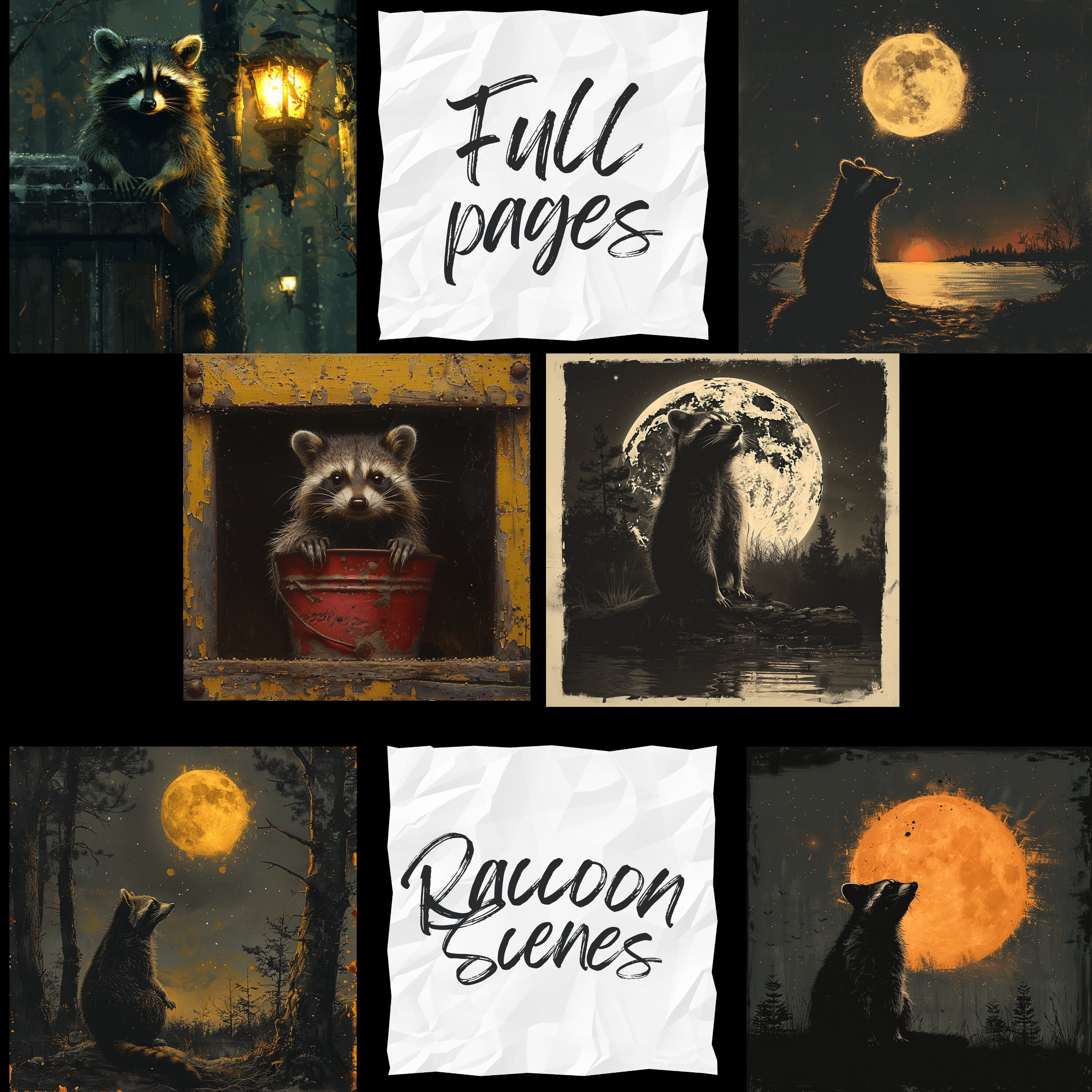 Mega Raccoon Bundle Pngs, Whimsical Raccoon, Whacky Animal, Quirky ...