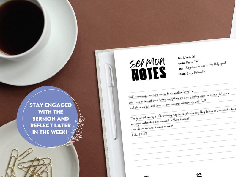 Sermon Notes Printable Minimalist Sermon Notes Minimal Sermon Notes ...