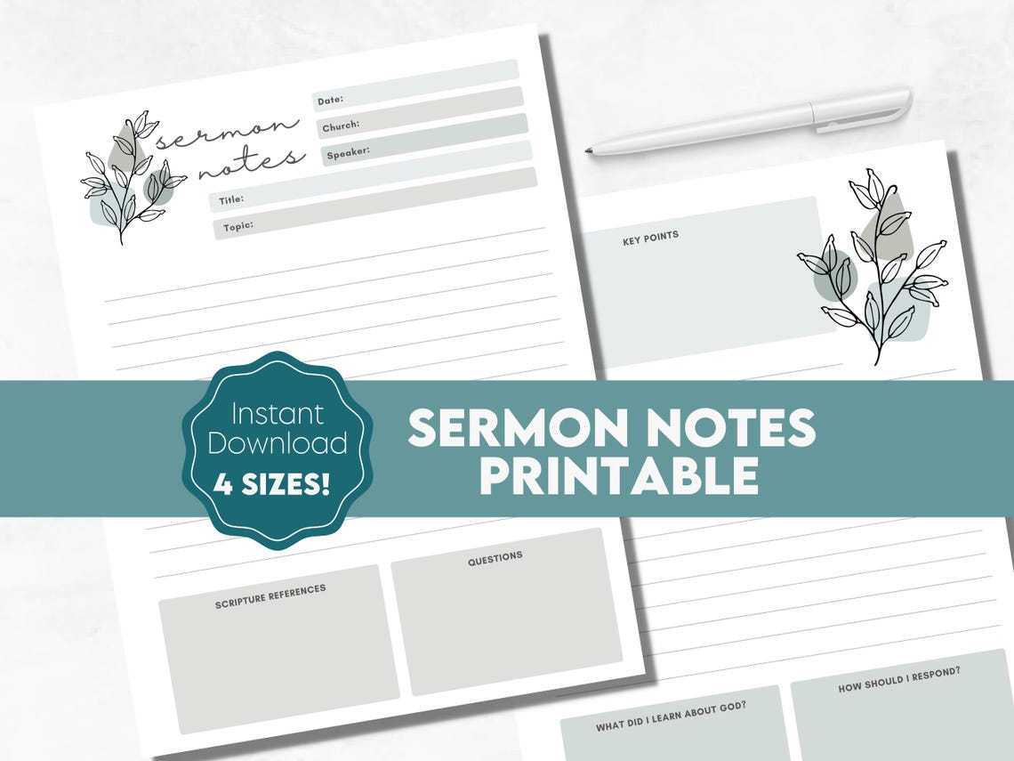 Sermon Notes Printable Botanical Sermon Notes Sermon Notes Template ...