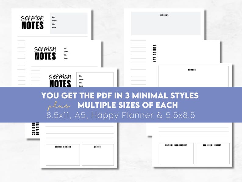 Sermon Notes Printable Minimalist Sermon Notes Minimal Sermon Notes ...