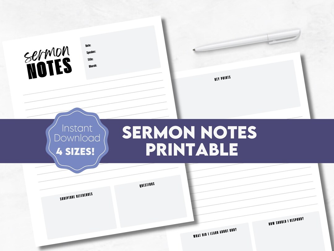Sermon Notes Printable Minimalist Sermon Notes Minimal Sermon Notes ...