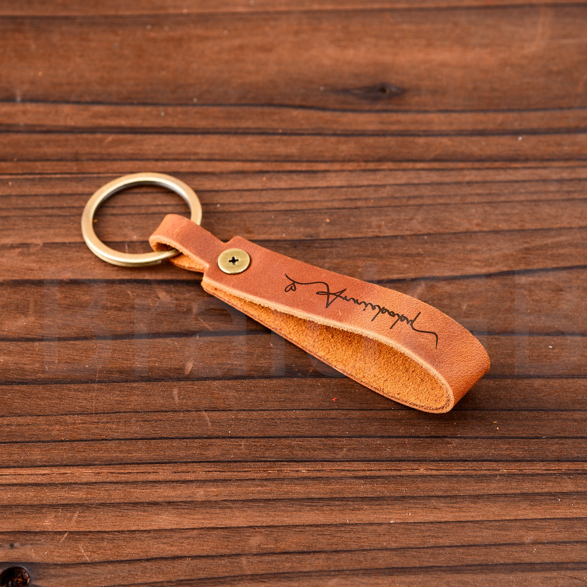 Men's Leather Keychain, Leather Keychain, Engraved Name Keychain, Dad's ...