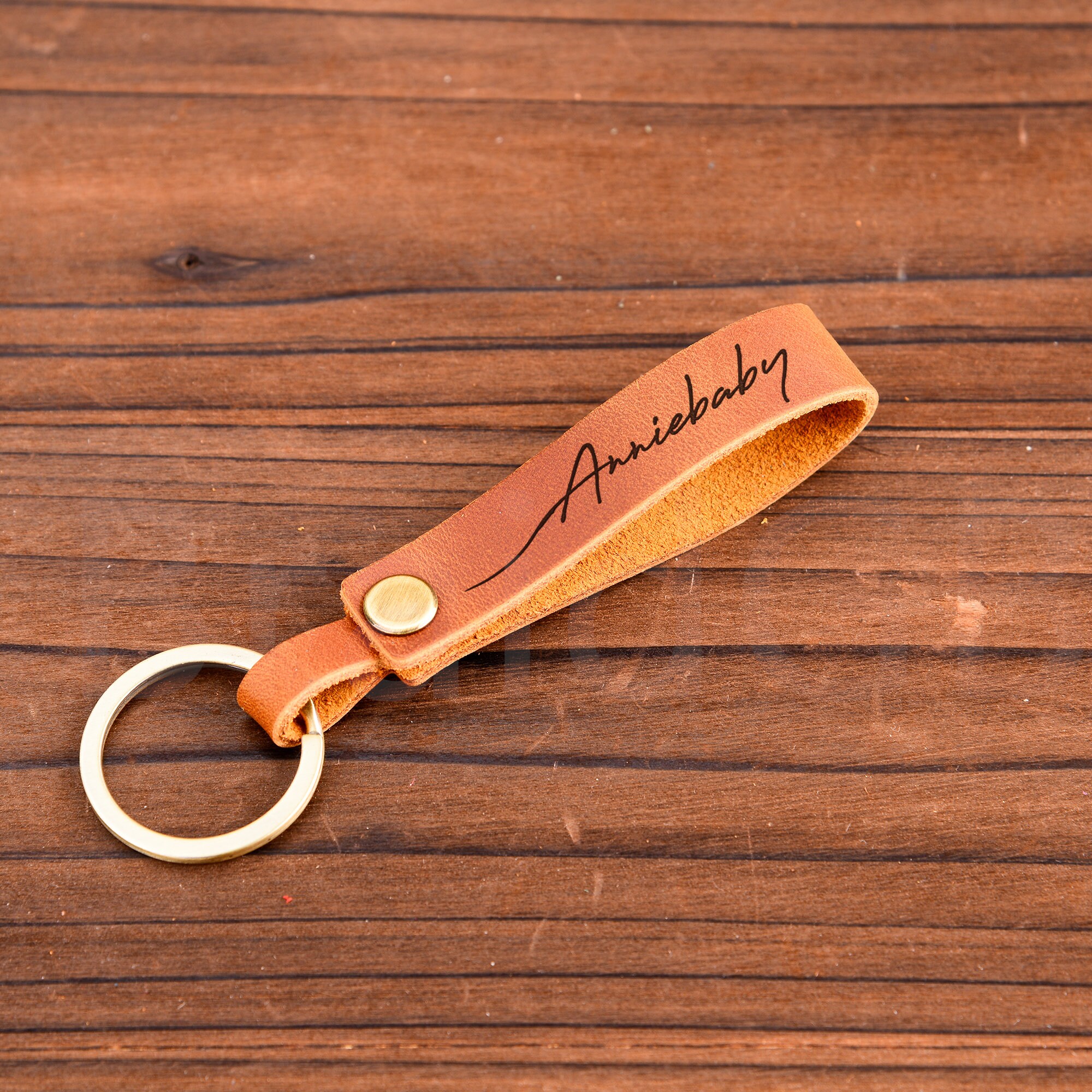 Men's Leather Keychain, Leather Keychain, Engraved Name Keychain, Dad's ...