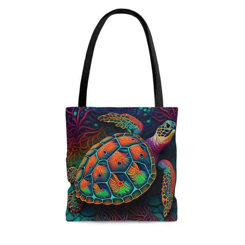 Colorful Tote Bag With Turtle Pretty Gift for Turtle Lovers Tortoise ...