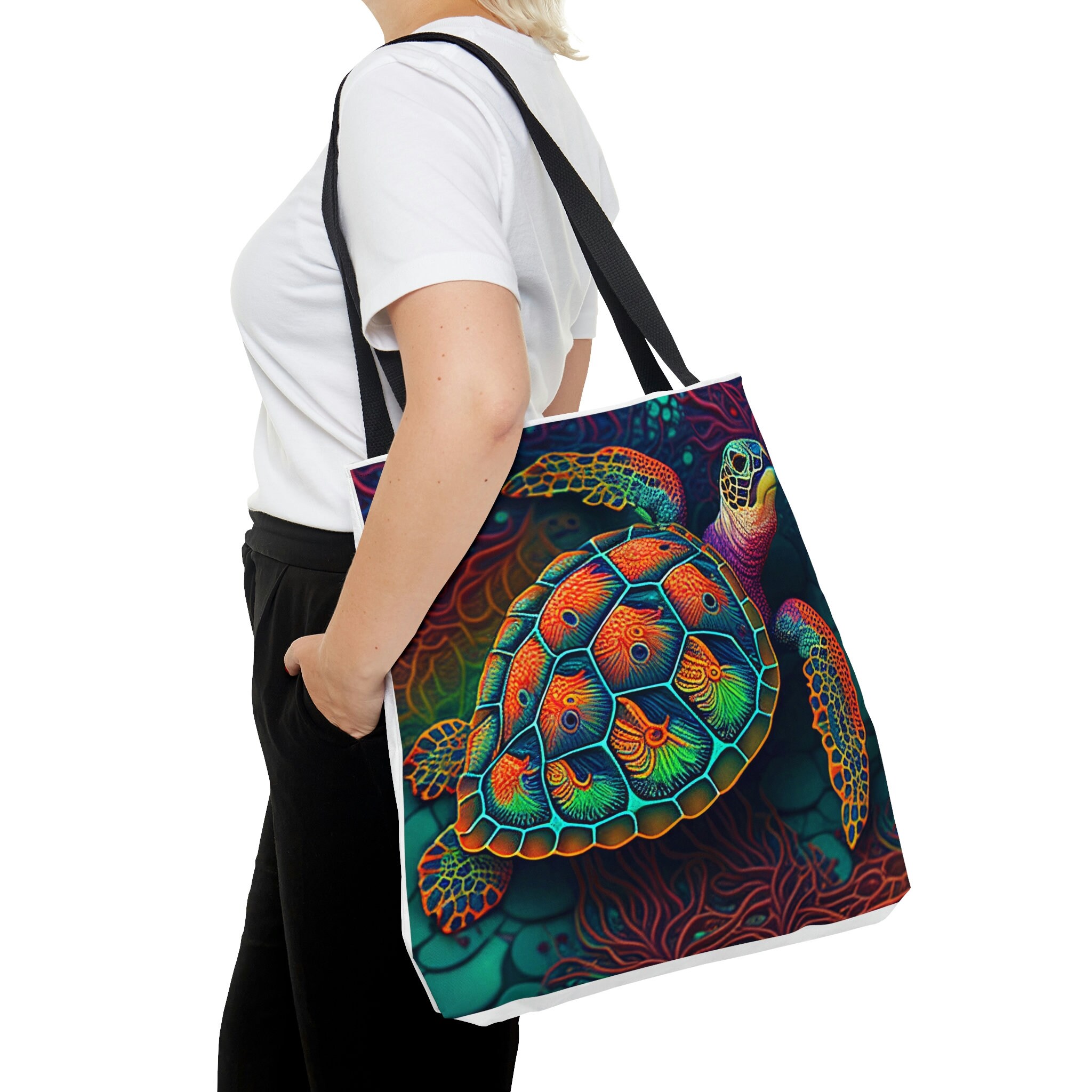 Colorful Tote Bag With Turtle Pretty Gift for Turtle Lovers Tortoise ...