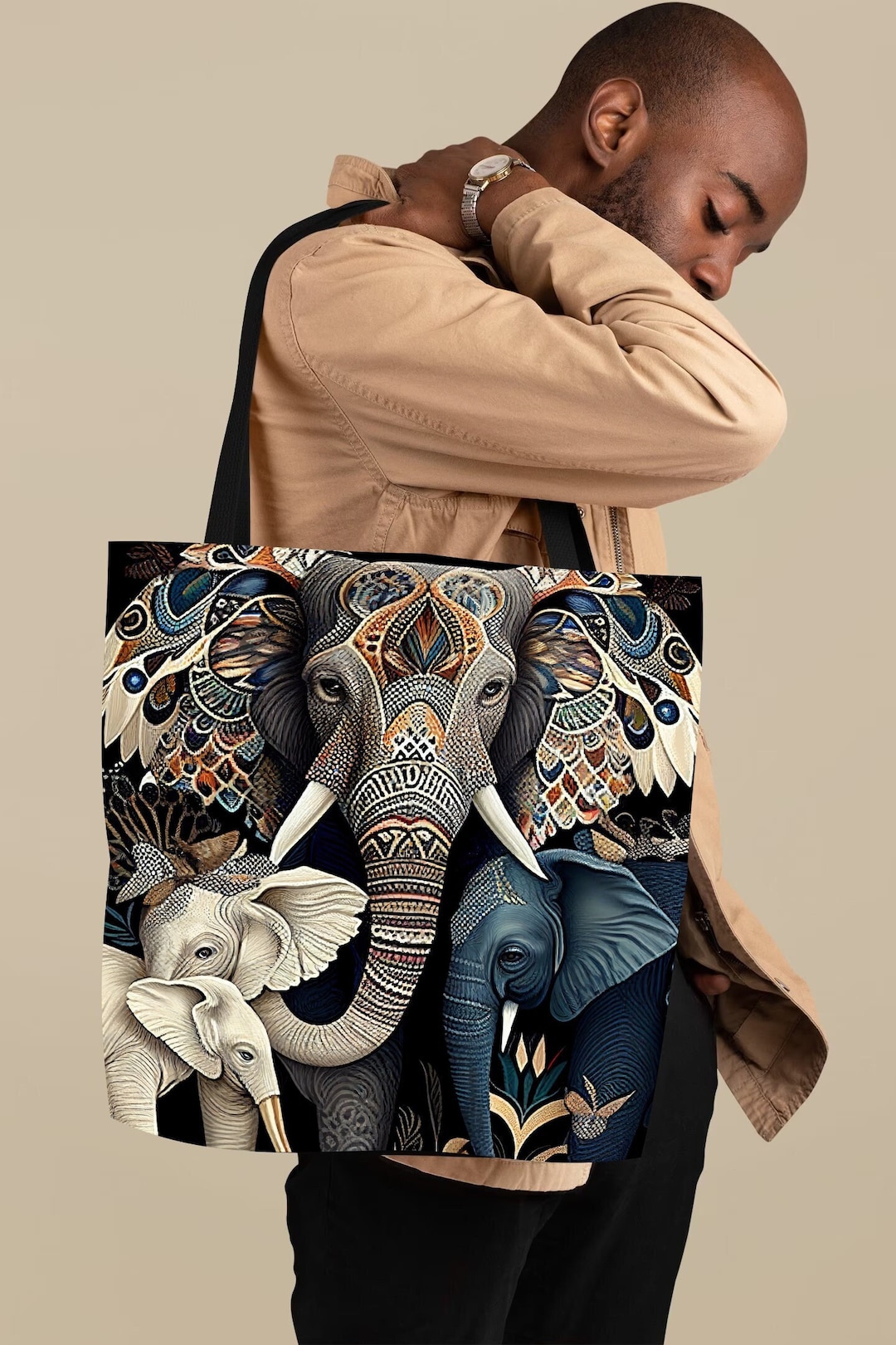 Eco Modern Elephant Tote Bag, Elephant Lover Unique Gift Idea, African ...