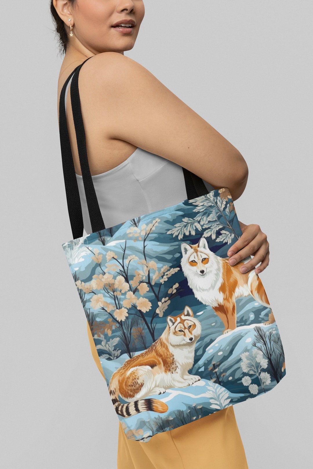 Winter Wolf Tote Bag Unique Gift for Wolf Lovers Modern Winter Style ...