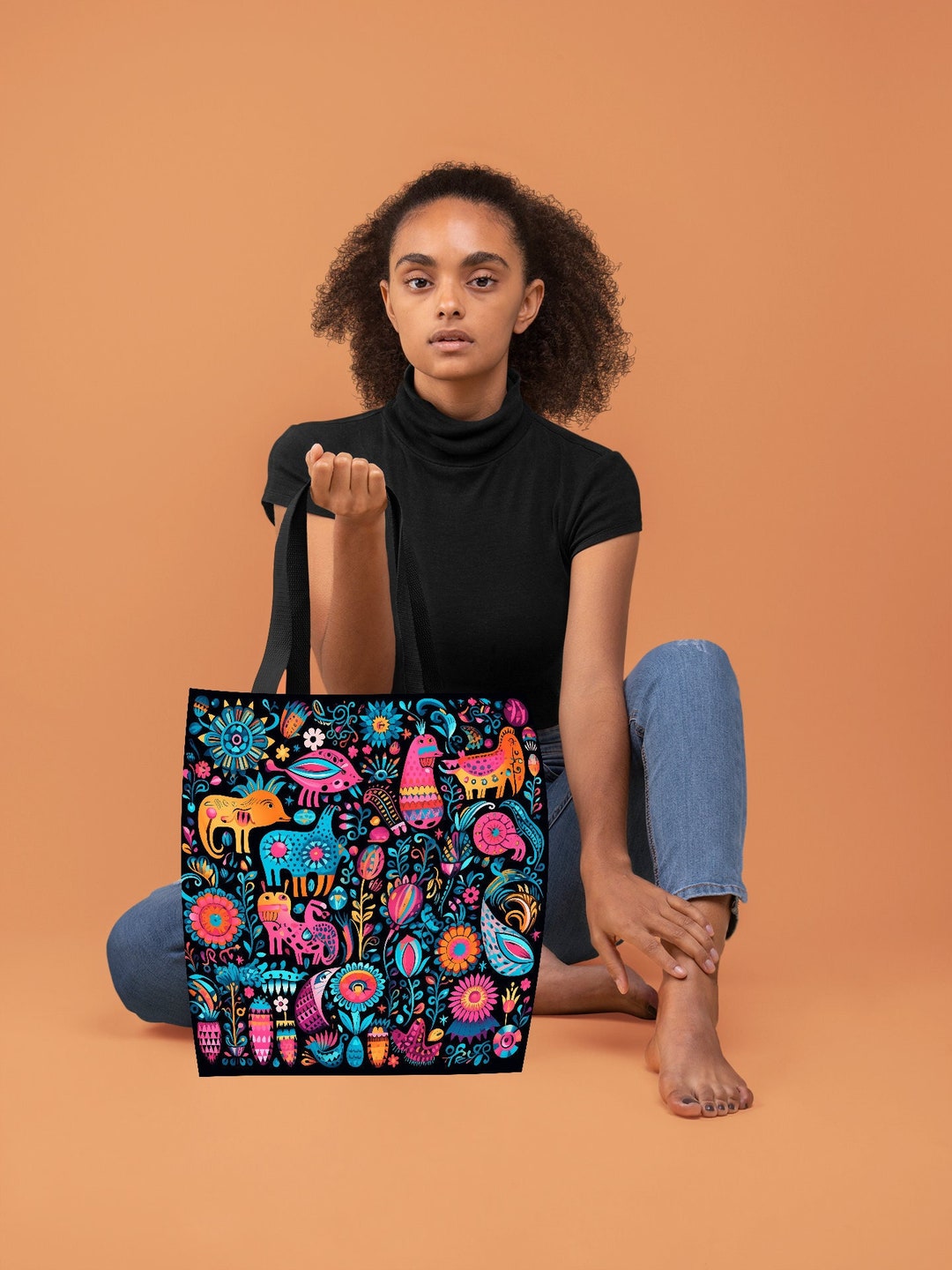 Boho Animal Print Pink Tote Surreal Wildlife Design Handbag Odd ...
