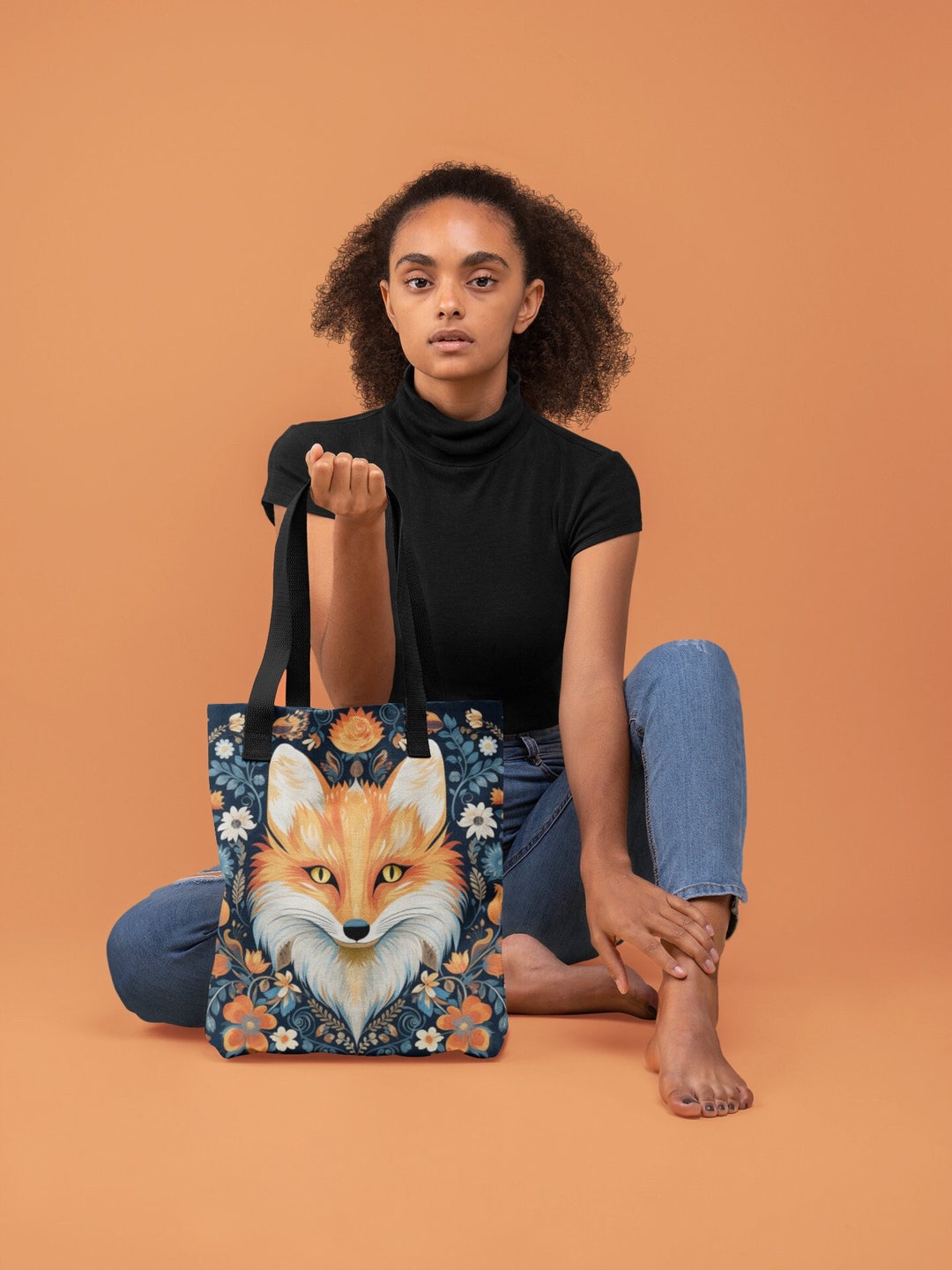Fox Print Tote Bag Cute Fox Handbag Woodland Fox Tote Animal Pattern ...