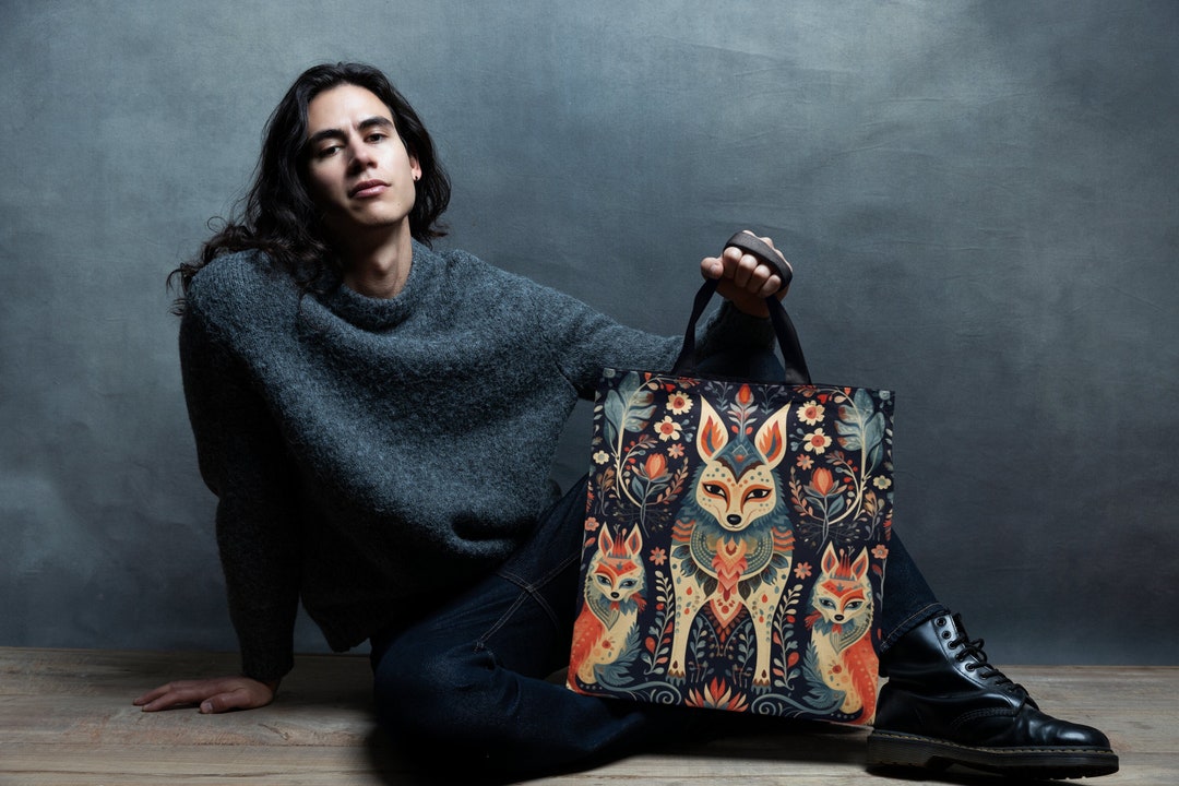 Bohemian Fox Print Tote Bag Vintage Style Foxes Pattern Handbag ...