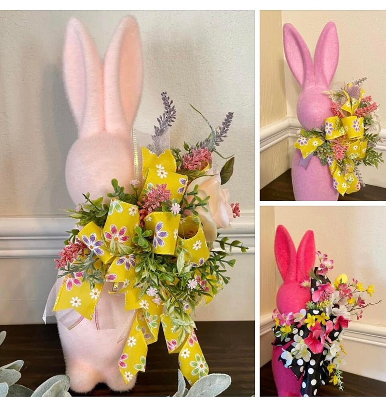 Bunny Table Decor, Decorated Flocked Bunny, Easter Table Decor, Spring ...