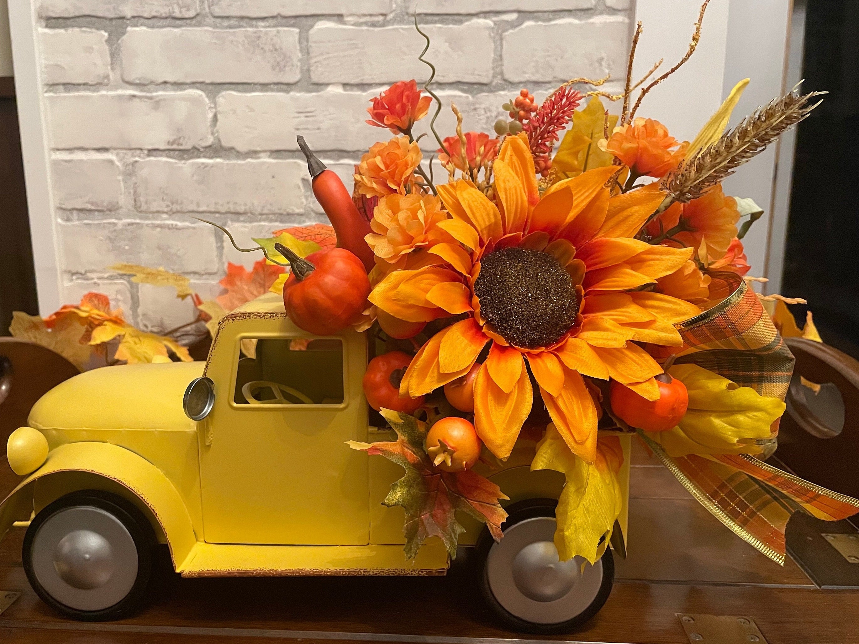 Fall Sunflower Farm Truck Centerpiece Fall Pumpkin Table - Etsy