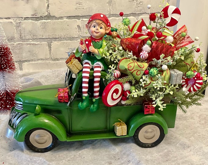 Large Whimsical Christmas Elf Table Arrangement, Christmas Candy Farm ...