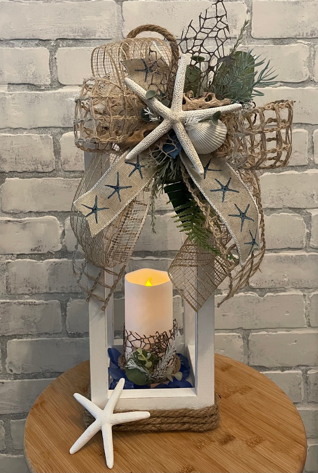 Coastal Lantern, Beach Wedding Wooden Lantern, Summer Beach Decor ...