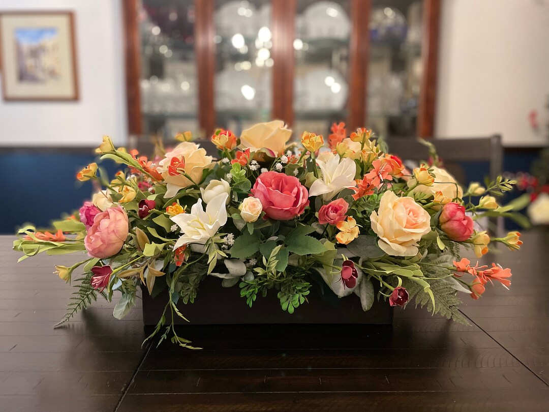 Best Seller Large Elegant Long, Low Centerpiece, Farmhouse Floral Table ...