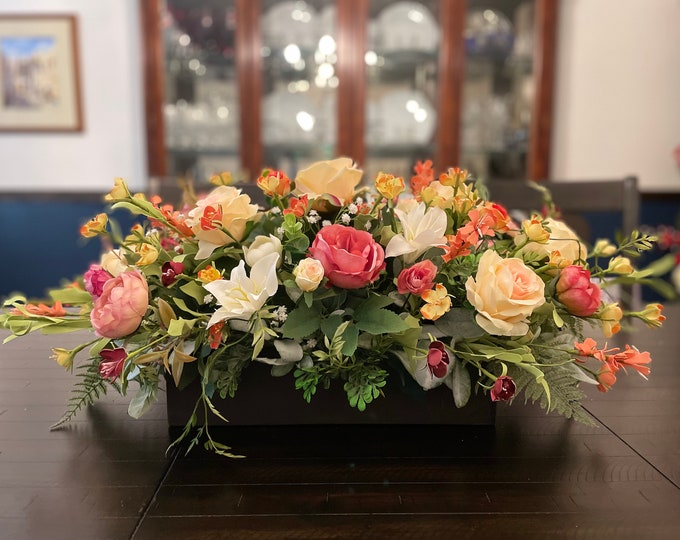 Best Seller Large Elegant Long, Low Centerpiece, Farmhouse Floral Table ...