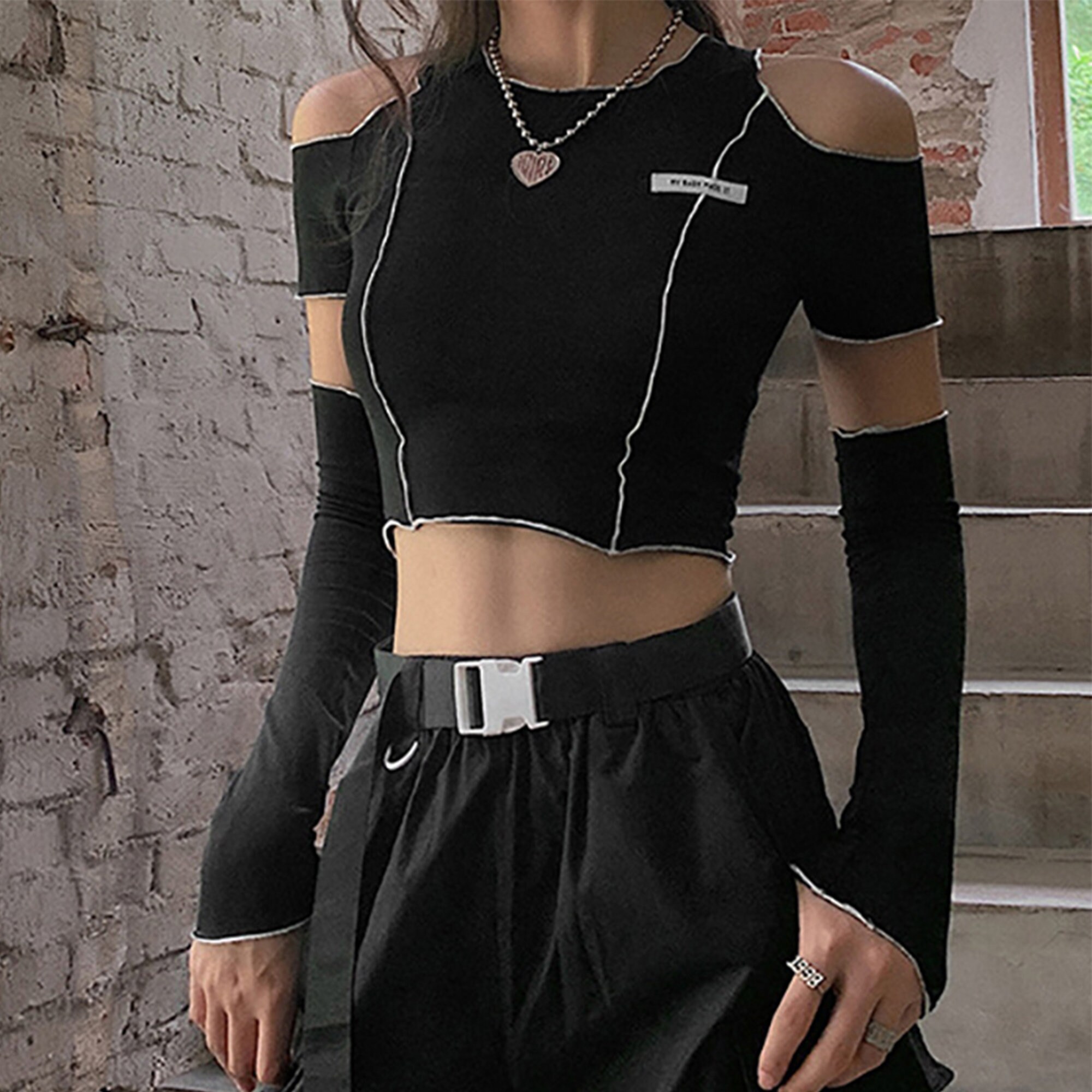 Y2K Mall Gothic Crop Top Harajuku Goth T-shirt Vintage E-girl Style ...