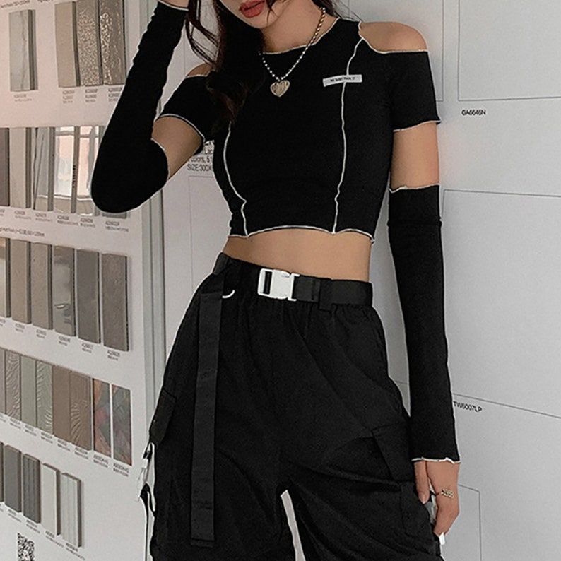 Y2K Mall Gothic Crop Top Harajuku Goth T-shirt Vintage E-girl Style ...