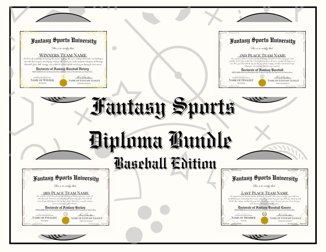 Fantasy Sports Award Bundle | Baseball 1st, 2nd, 3rd, Last Place ...