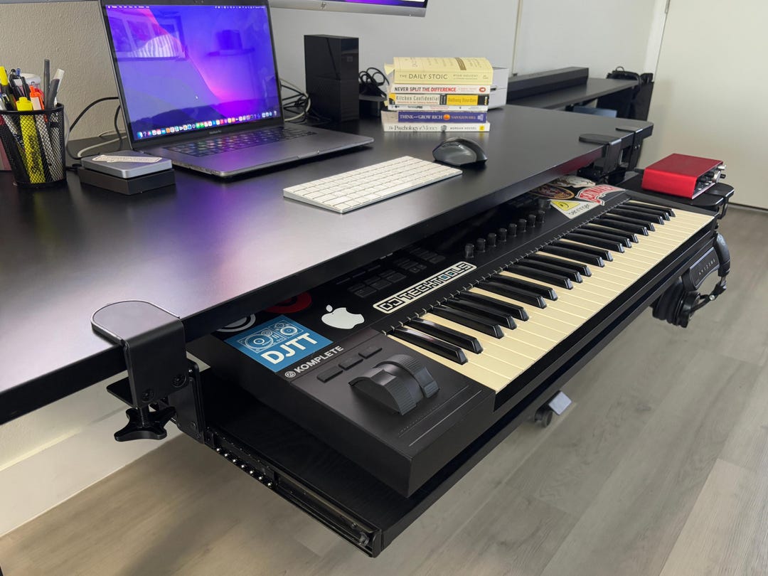 Clamp-on Under Desk MIDI Keyboard Tray – Heavy Duty, Adjustable for ...