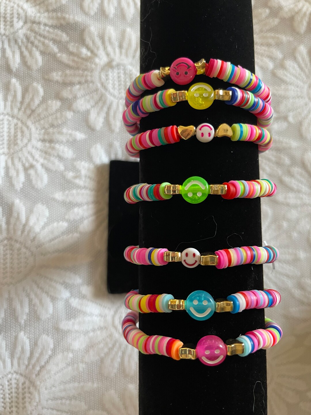 Rainbow Smiley Face Heishi Beaded Bracelet. Smiley Face Bracelet ...