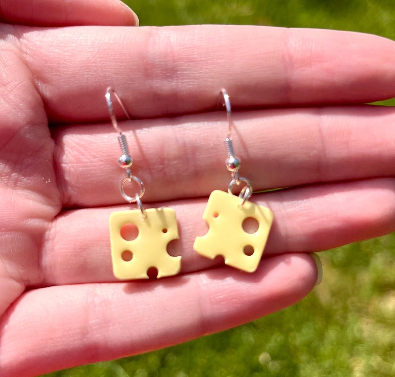 Polymer Clay Swiss Cheese Earrings, Cute Lunch Food Earrings, Sharp ...