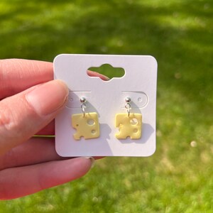 Polymer Clay Swiss Cheese Earrings, Cute Lunch Food Earrings, Sharp ...