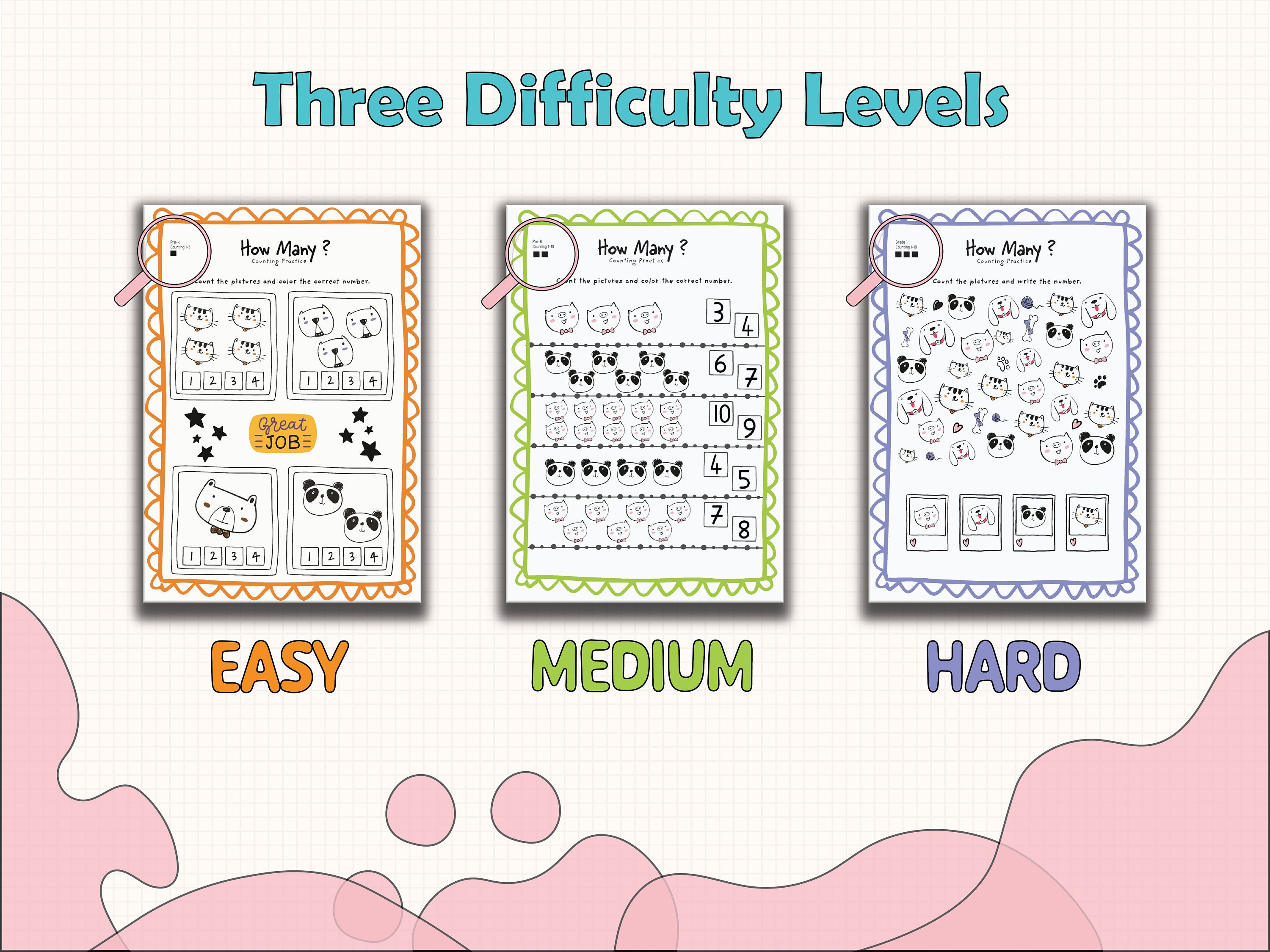 Preschool, Pre-k , Kindergarten Math Worksheet, Counting, Learning to ...