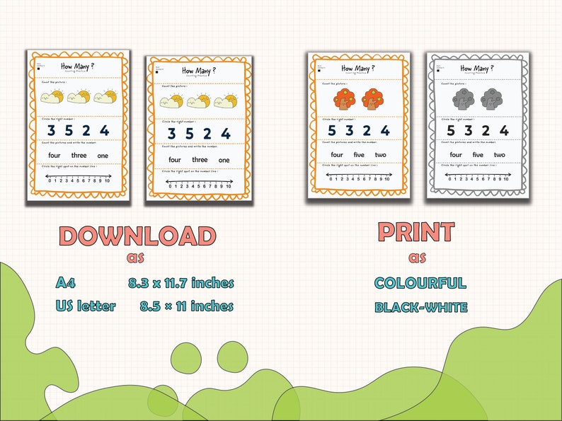 Preschool, Pre-k +, Kindergarten Math Worksheet, Counting, Learning to ...