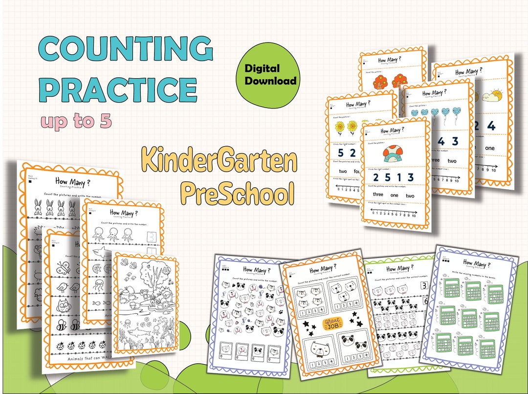 Preschool, Pre-k +, Kindergarten Math Worksheet, Counting, Learning to ...