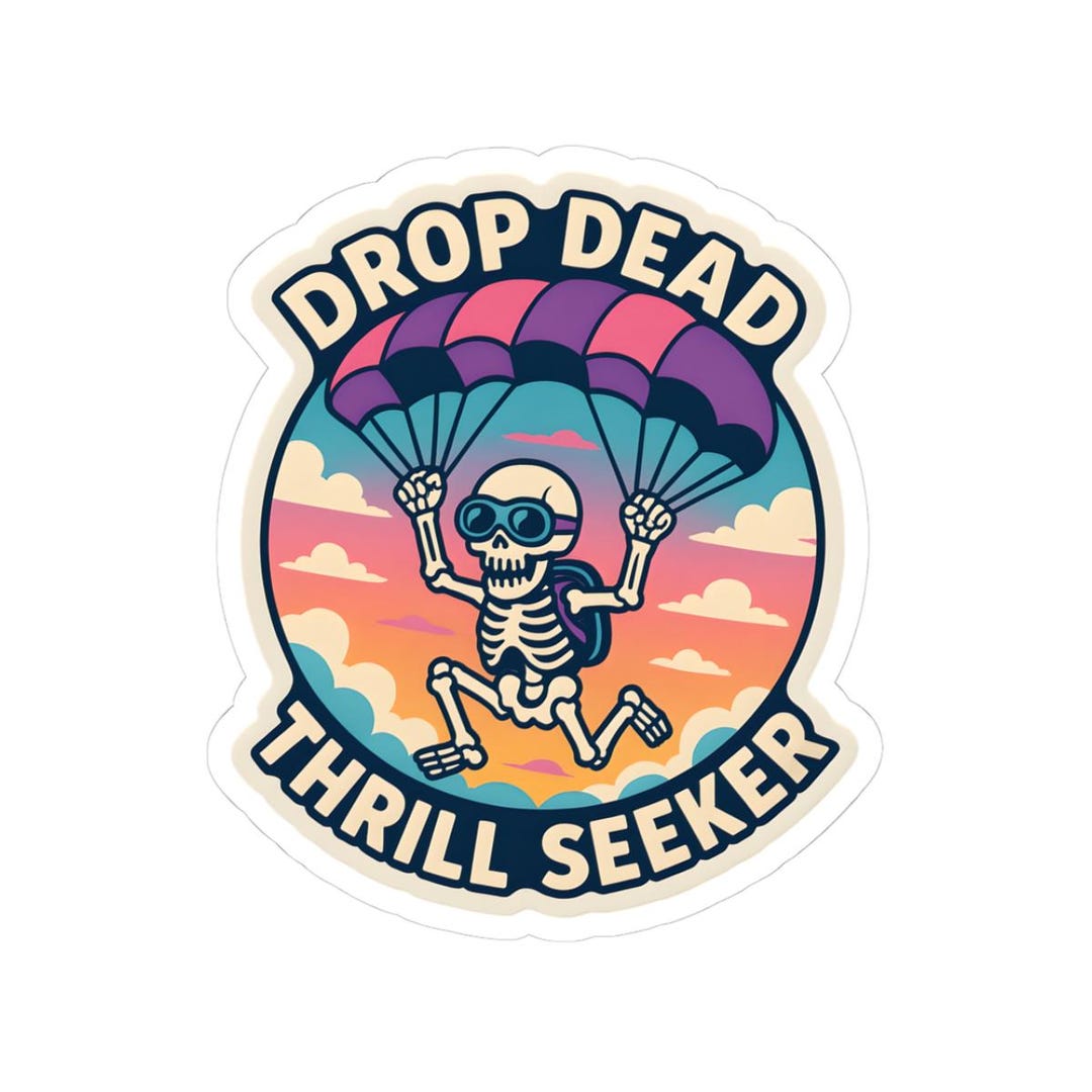Parachuting Skeleton Sticker: Spooky Halloween Vinyl Decal - Etsy