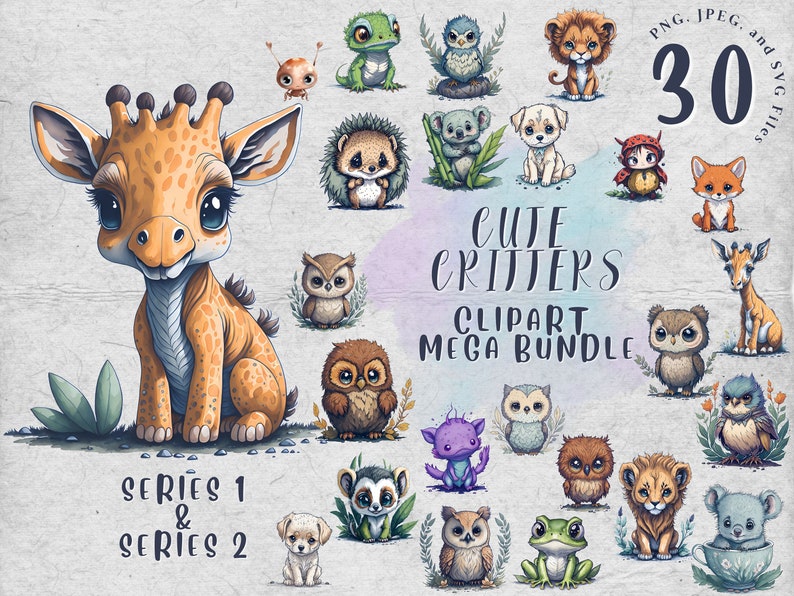 Cute Critters Watercolor Clipart Mega Bundle 1 | Baby Animals, Nature ...