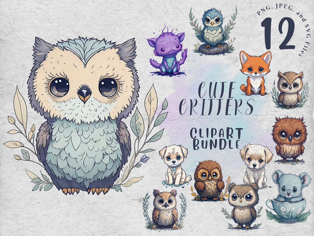Cute Critters Watercolor Clipart Bundle Baby Animals - Etsy