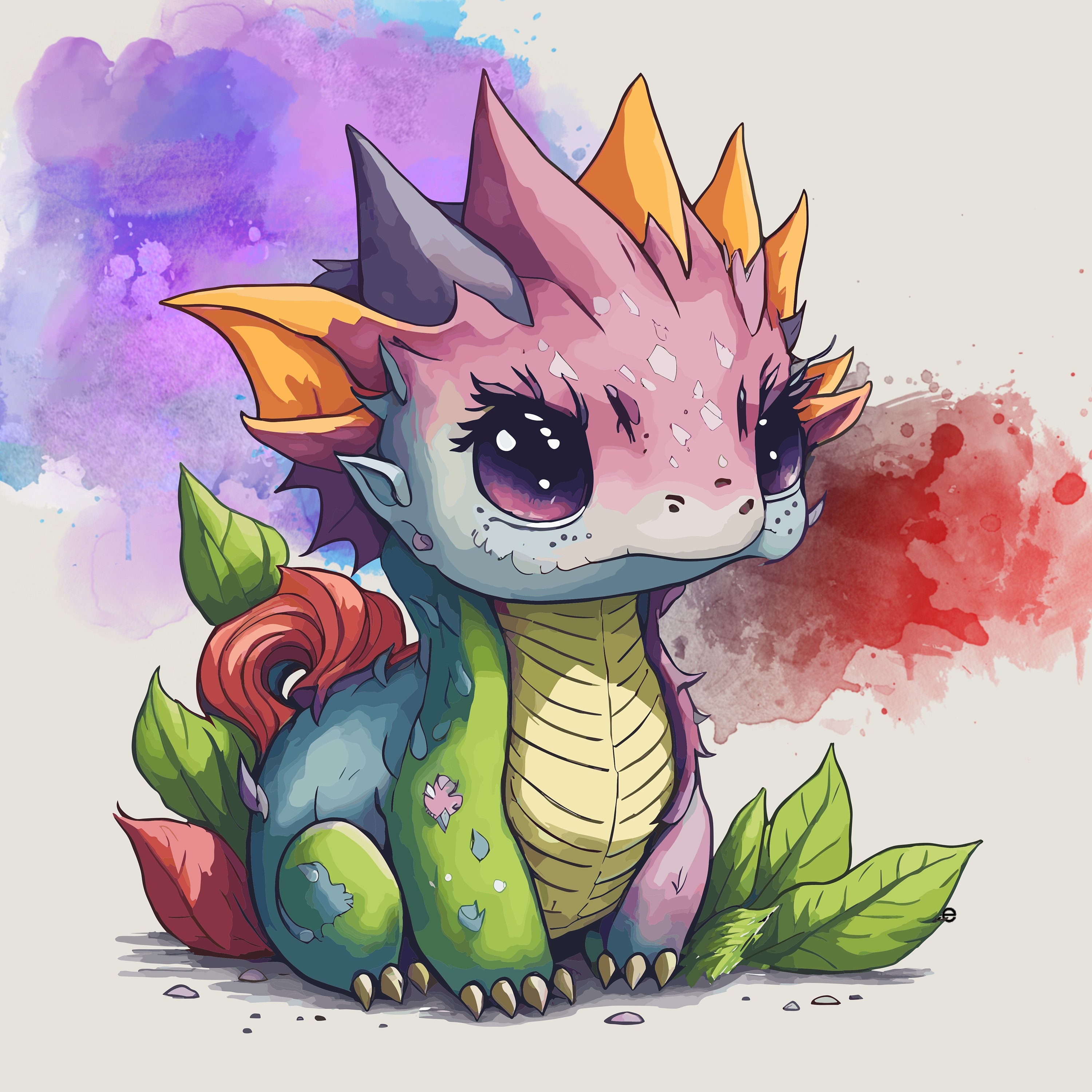 Cute Dragon Watercolor Clipart Ultra Bundle 1 Dragon, JPEG, PNG, and ...