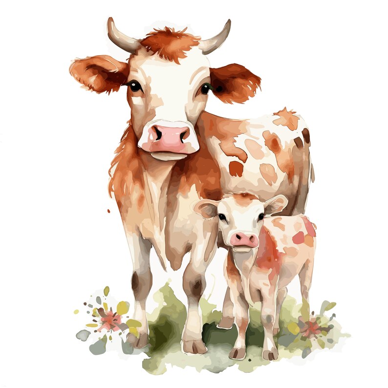 A Mother's Love Watercolor Clipart Bundle Baby Animals, Mother, JPEG ...