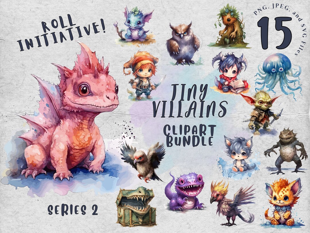 Tiny Villains Watercolor Clipart Bundle 2 | Dungeons and Dragons ...