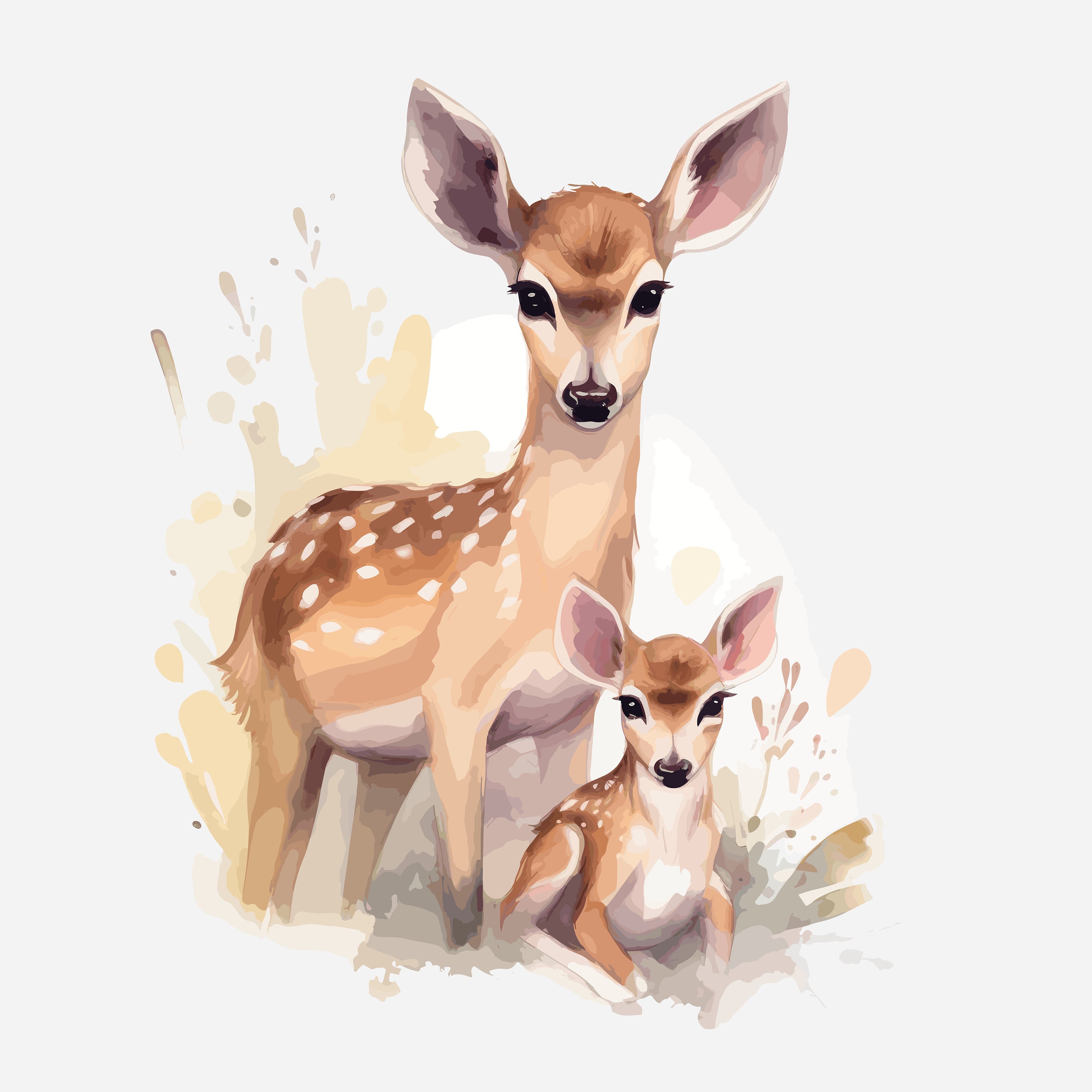 A Mother's Love Watercolor Clipart Bundle Baby Animals, Mother, JPEG ...