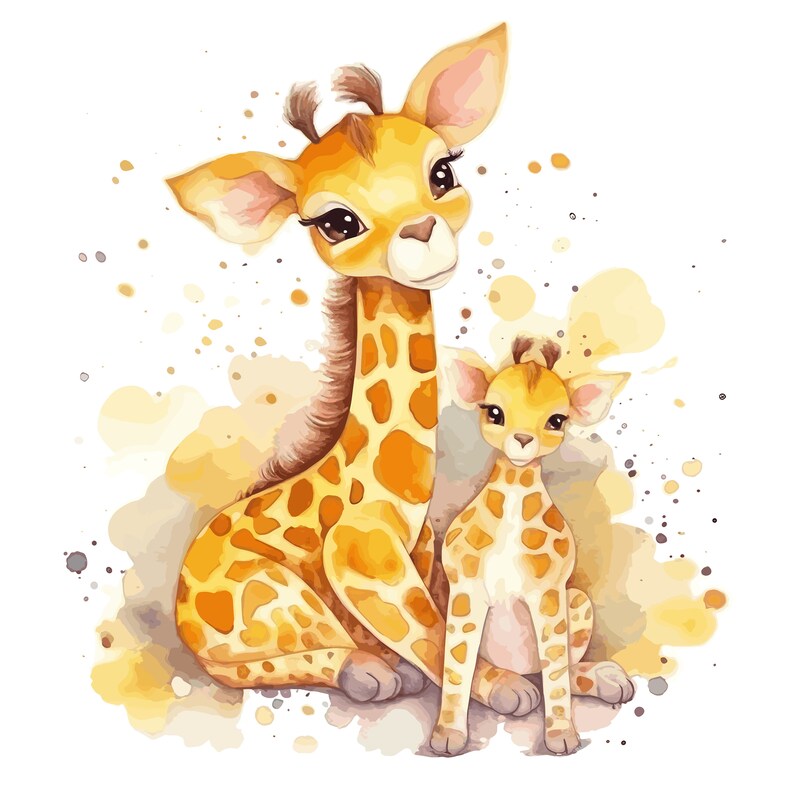 A Mother's Love Watercolor Clipart Bundle Baby Animals, Mother, JPEG ...
