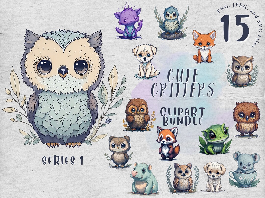 Cute Critters Watercolor Clipart Bundle 1 | Baby Animals, Nature, JPEG ...