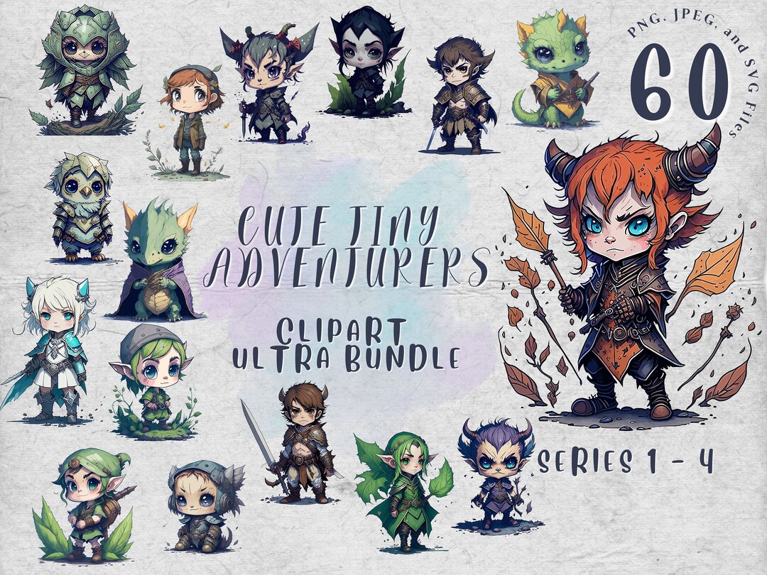 Tiny Adventurers Watercolor Clipart Ultra Bundle 1 | Dungeons & Dragons ...