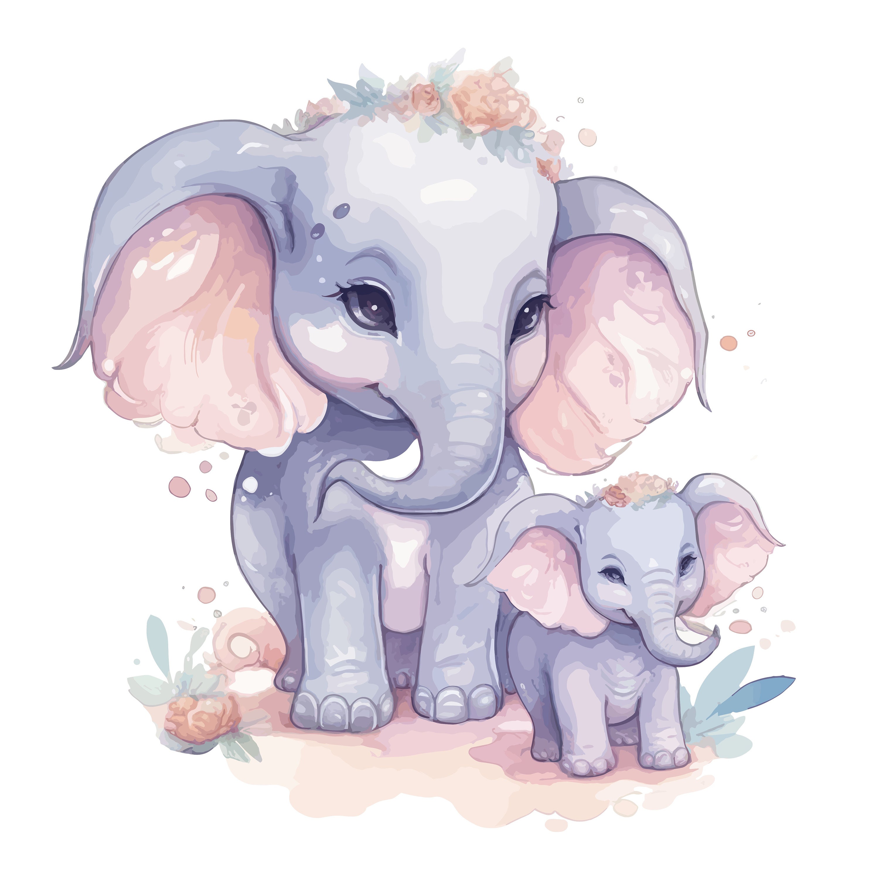 A Mother's Love Watercolor Clipart Bundle Baby Animals, Mother, JPEG ...