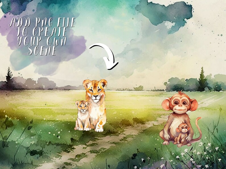 A Mother's Love Watercolor Clipart Bundle | Baby Animals, Mother, JPEG ...