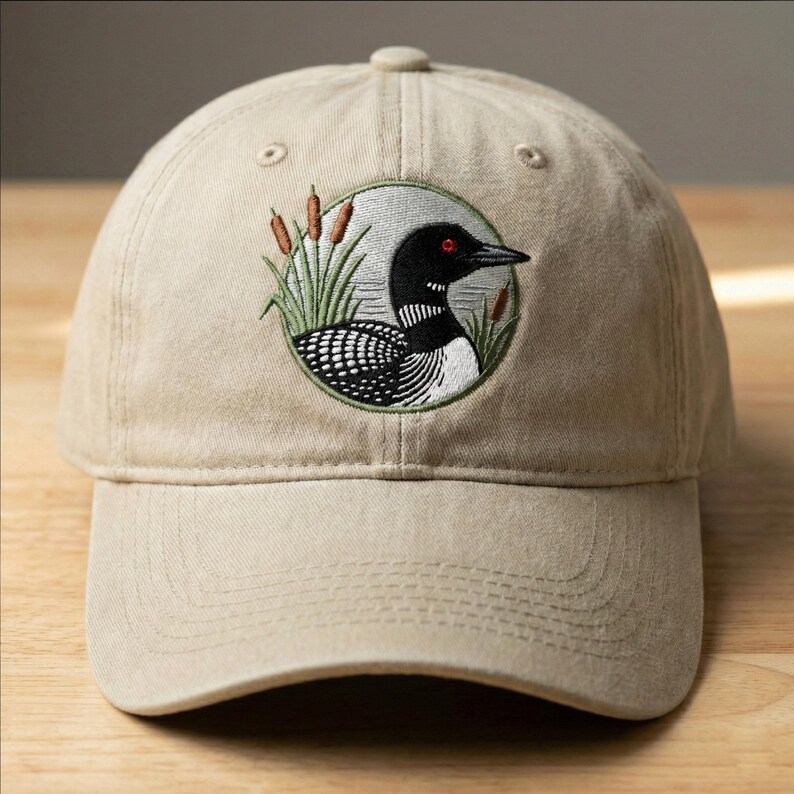 Loon Bird Embroidered Cap – Vintage Nature Dad Hat, Adjustable Cotton ...